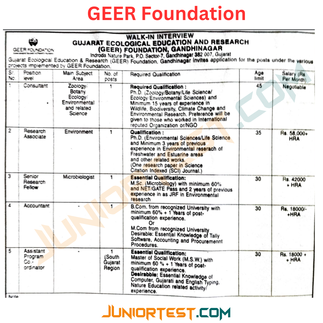 GEER Foundation Recruitment